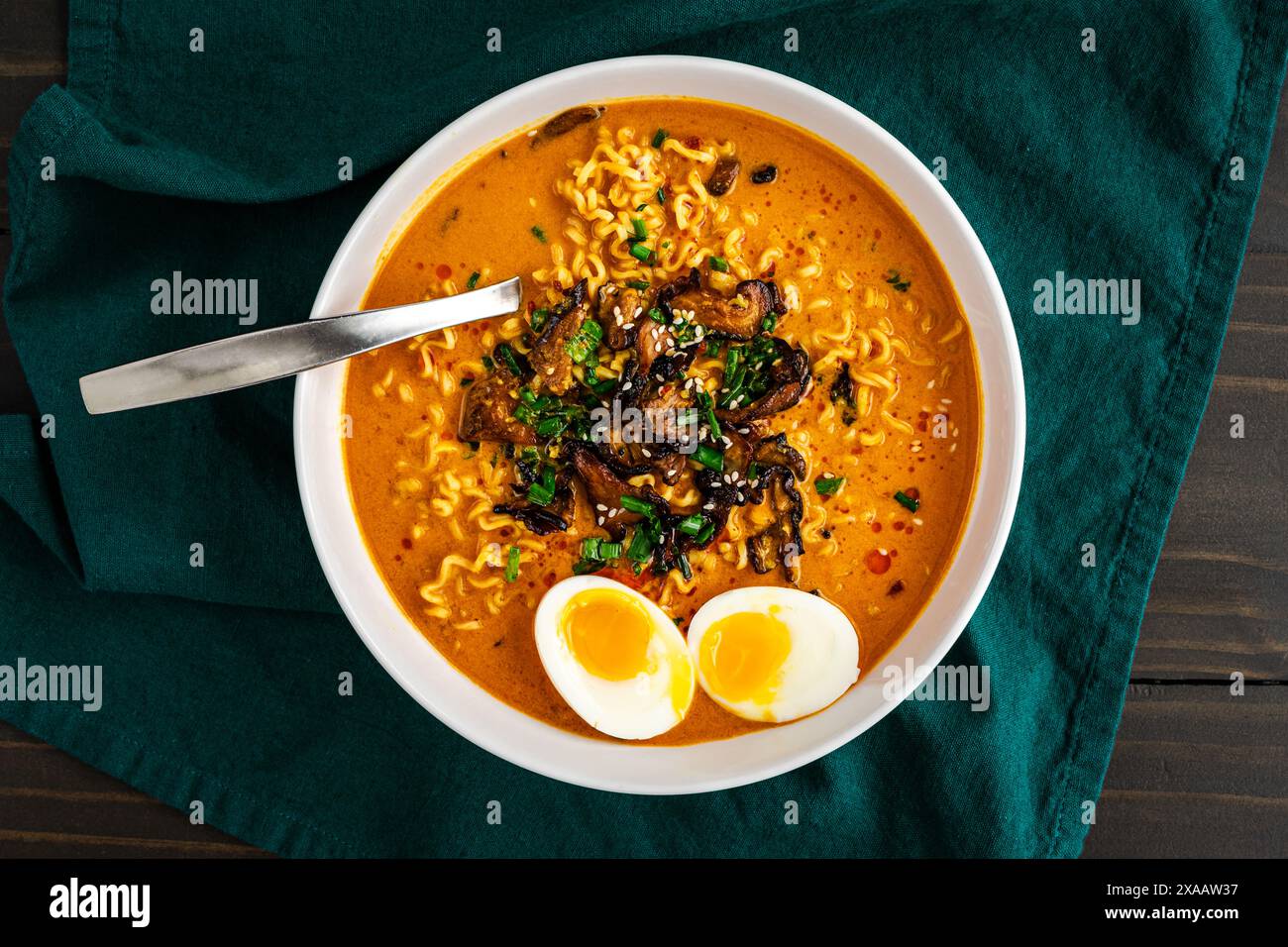 Coconut Curry Ramen with Soft Boiled Egg and Mushrooms: Thai-style ...