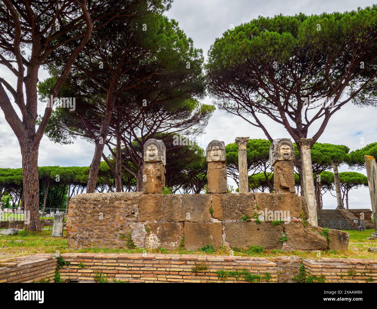 Ancient theatre stone masks at the Roman theatre in the Archeological ...