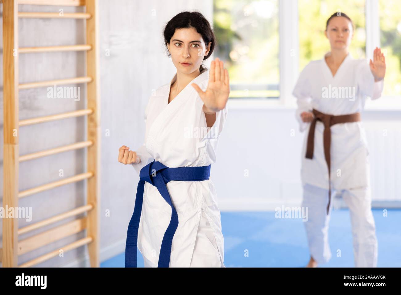 focusing on their hand punch training Stock Photo - Alamy