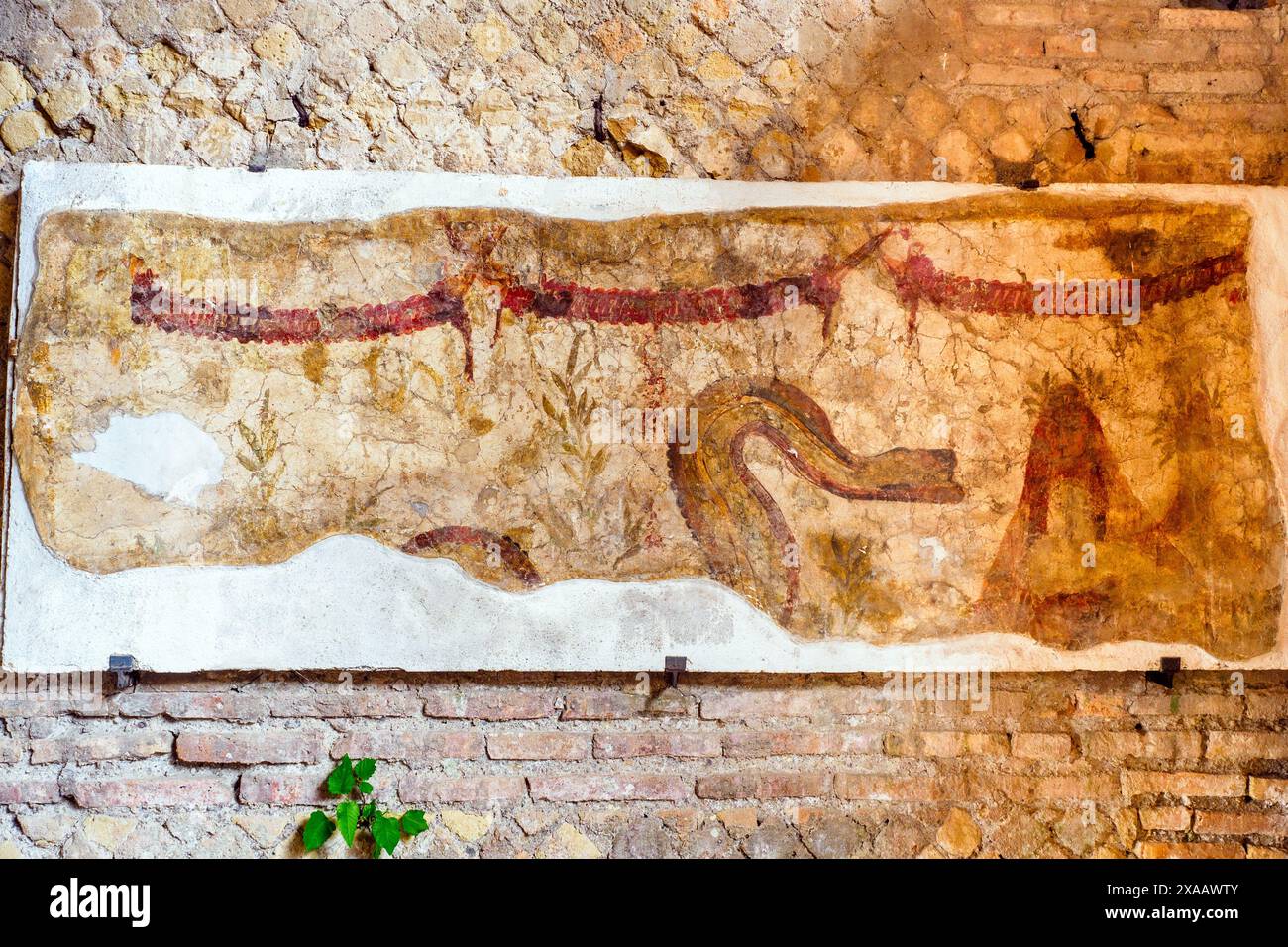 Watercolour paintings of snakes in the Mithraeum of the Serpents ...