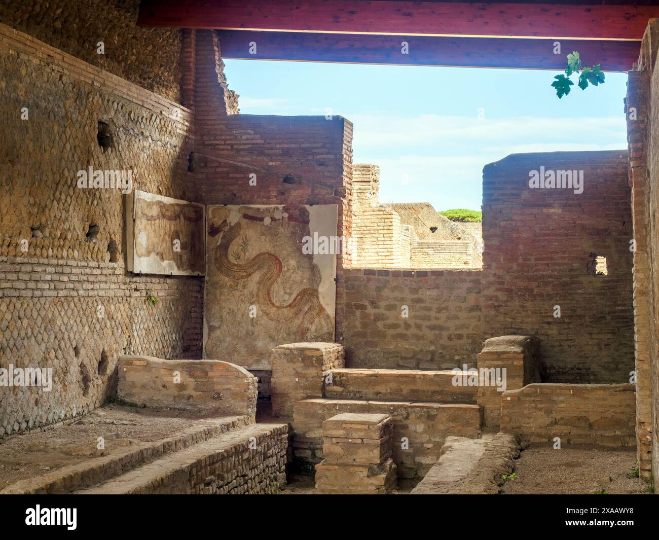 Watercolour paintings of snakes in the Mithraeum of the Serpents ...