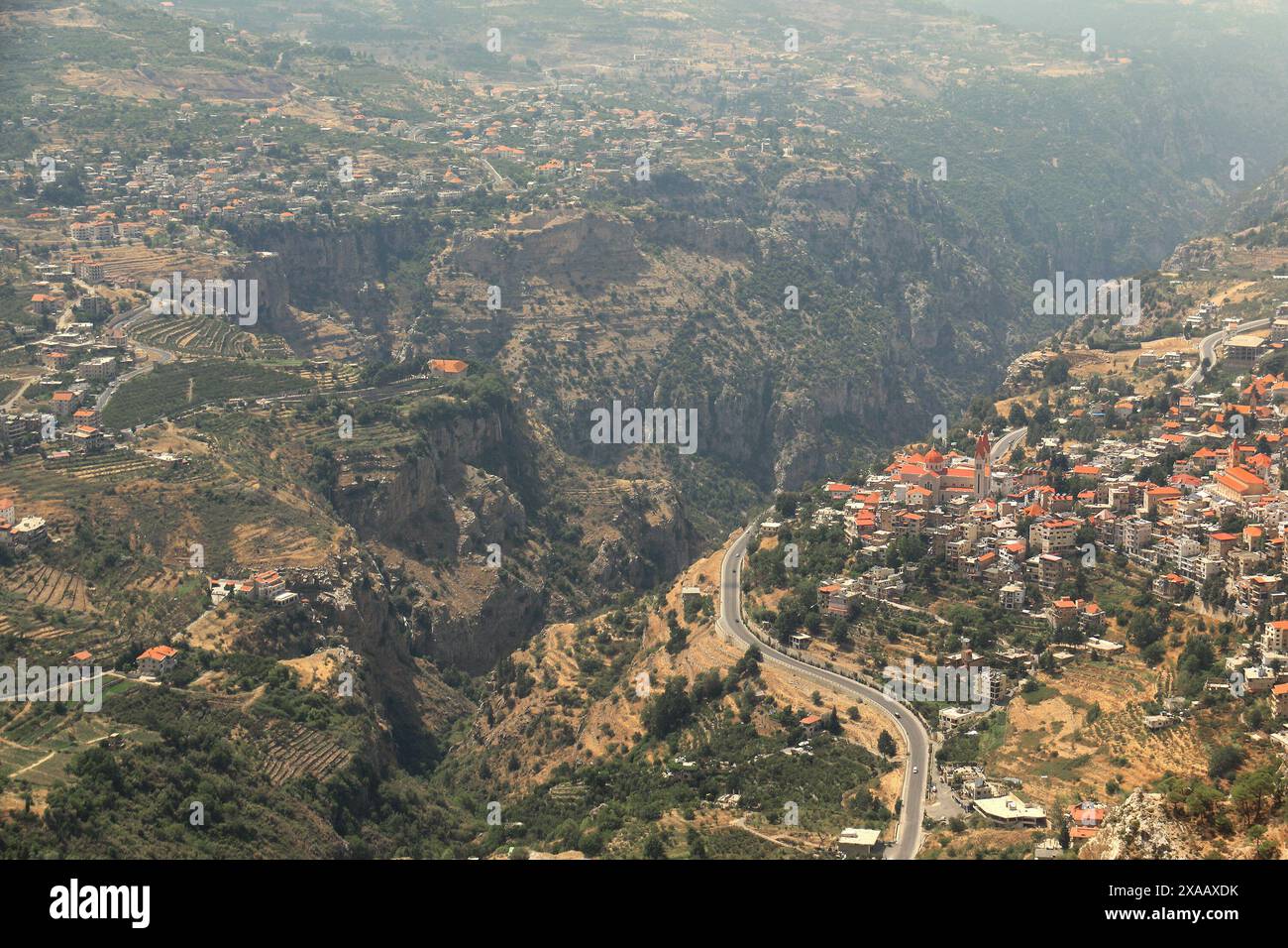 The village of Bsharri on the slopes of the mountains surrounding ...