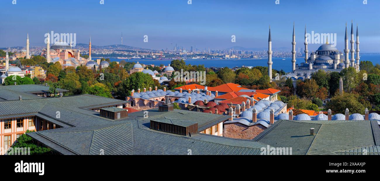 Panorama over Haghia Sophia and Sultan Ahmnet Mosque, UNESCO World ...