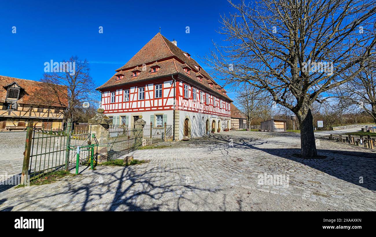 Historic farmhouses in the Franconian Open Air Museum, Bad Windsheim ...