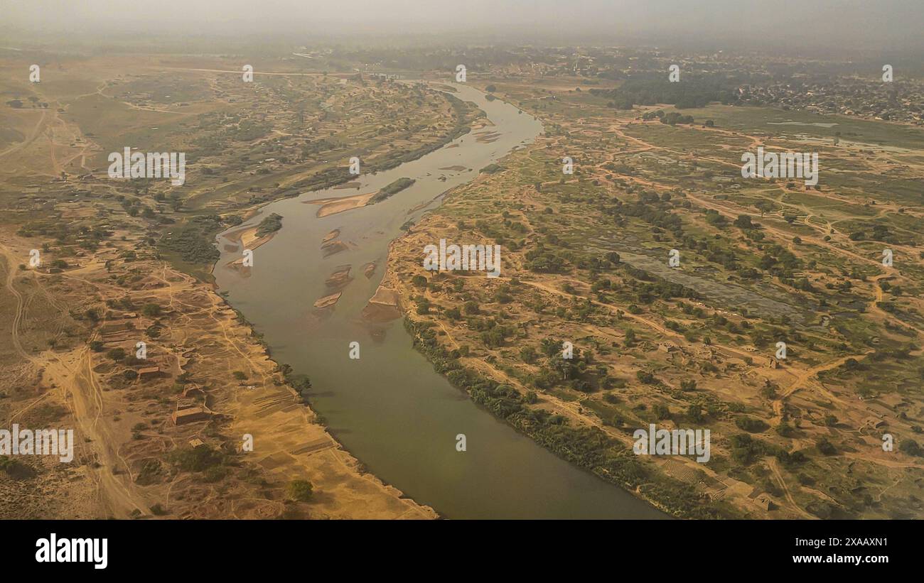Aerial of the Jur river, Wau, Western Bahr el Ghazal, South Sudan ...