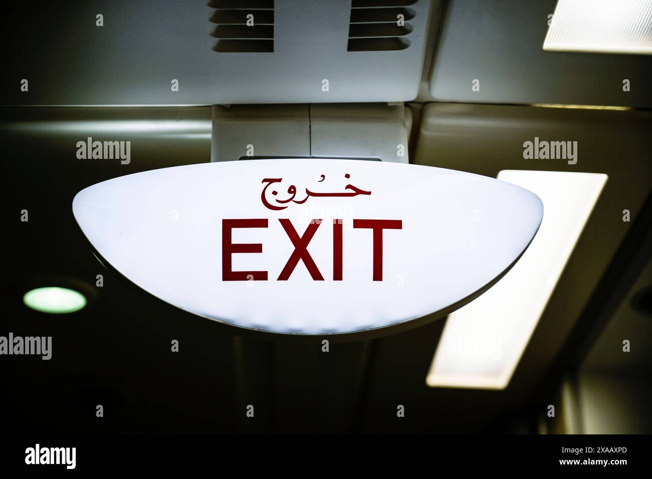 Schild, Exit, Ausgang, Fluchtweg, Emirates Airbus A380 *** sign, exit ...