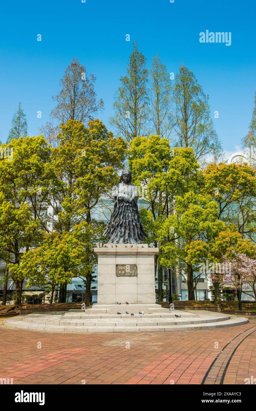 Statue in the Nagasaki Peace Park, Nagasaki, Kyushu, Japan, Asia Stock ...