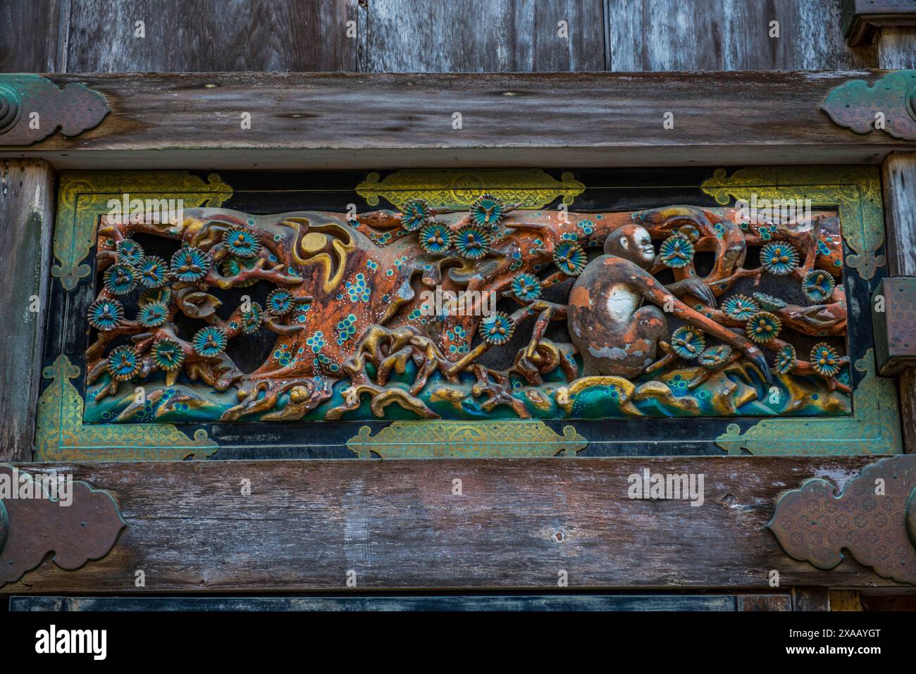 Famous monkey wood carving in the Toshogu Shrine, UNESCO World Heritage ...