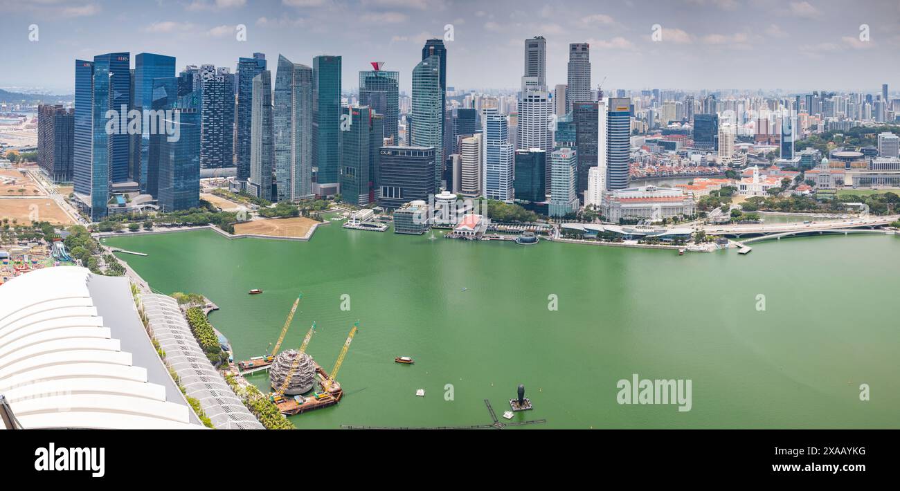 Birds eye view of Singapore City skyline, Singapore, Southeast Asia ...