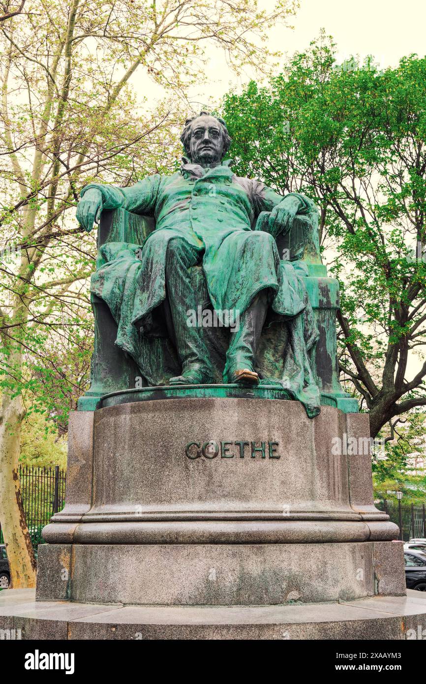 Bronze Goethe statue monument by Edmund Helmer on Goethegasse in Vienna ...