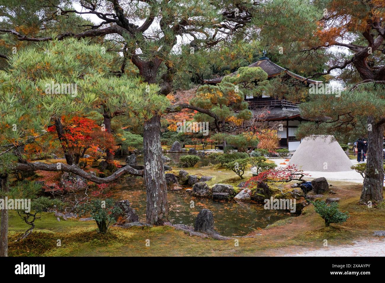 The Zen Temple of Ginkaku-ji (JishLT-ji) and its autumn colored garden ...
