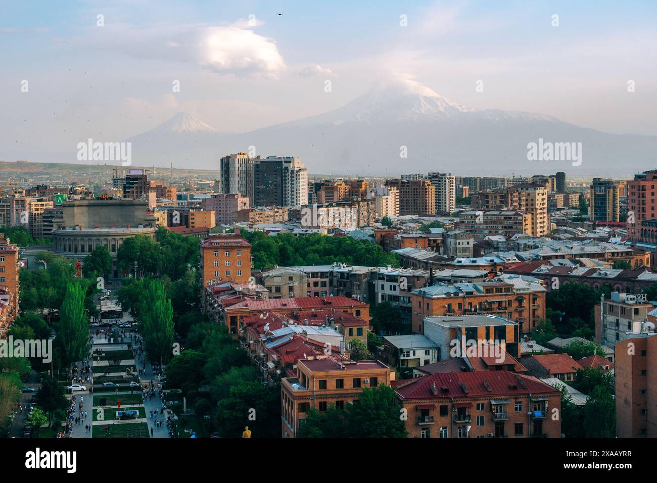The view from the Cascade Complex of Mount Ararat and Yerevan, Armenia ...