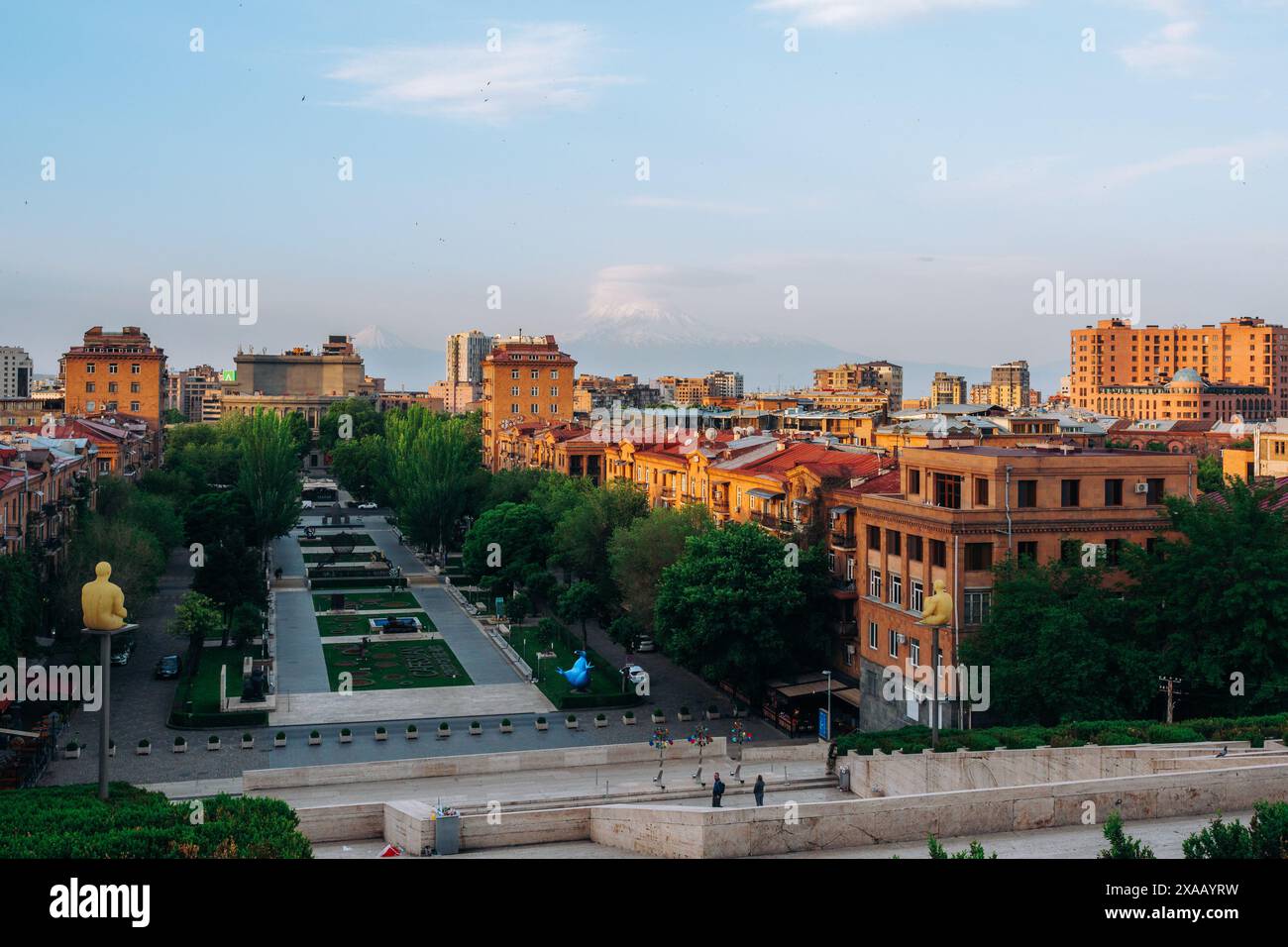 The view from the Cascade Complex of Mount Ararat and Yerevan, Armenia ...