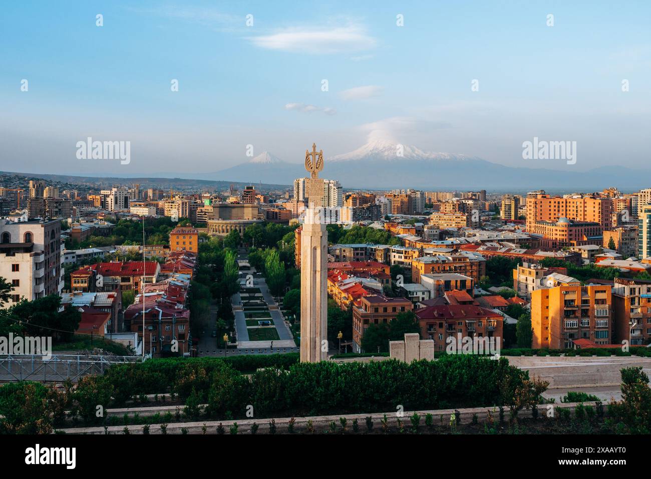 The view of Mount Ararat from the Cascade Complex in Yerevan, Armenia ...