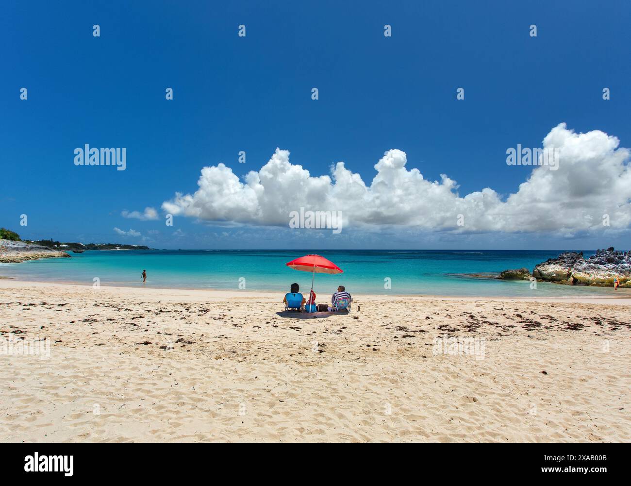 Beachgoers enjoying a sunny day at John Smith's Bay, Smith's, Bermuda ...