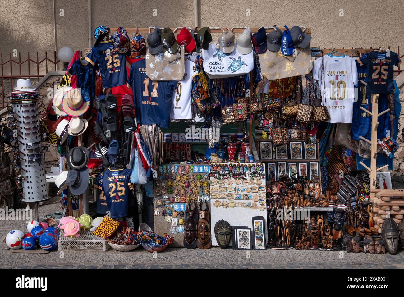 Tourist souvenirs on Market Stall in Cape Verde, Santa Maria, Sal, Cape ...