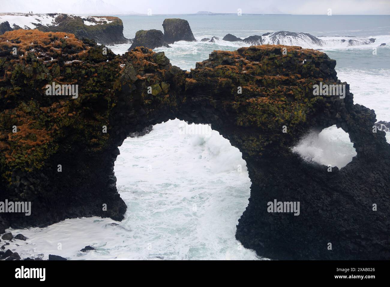 Gatklettur rock arch, Snaefellsnes Peninsula, western Iceland, Polar ...