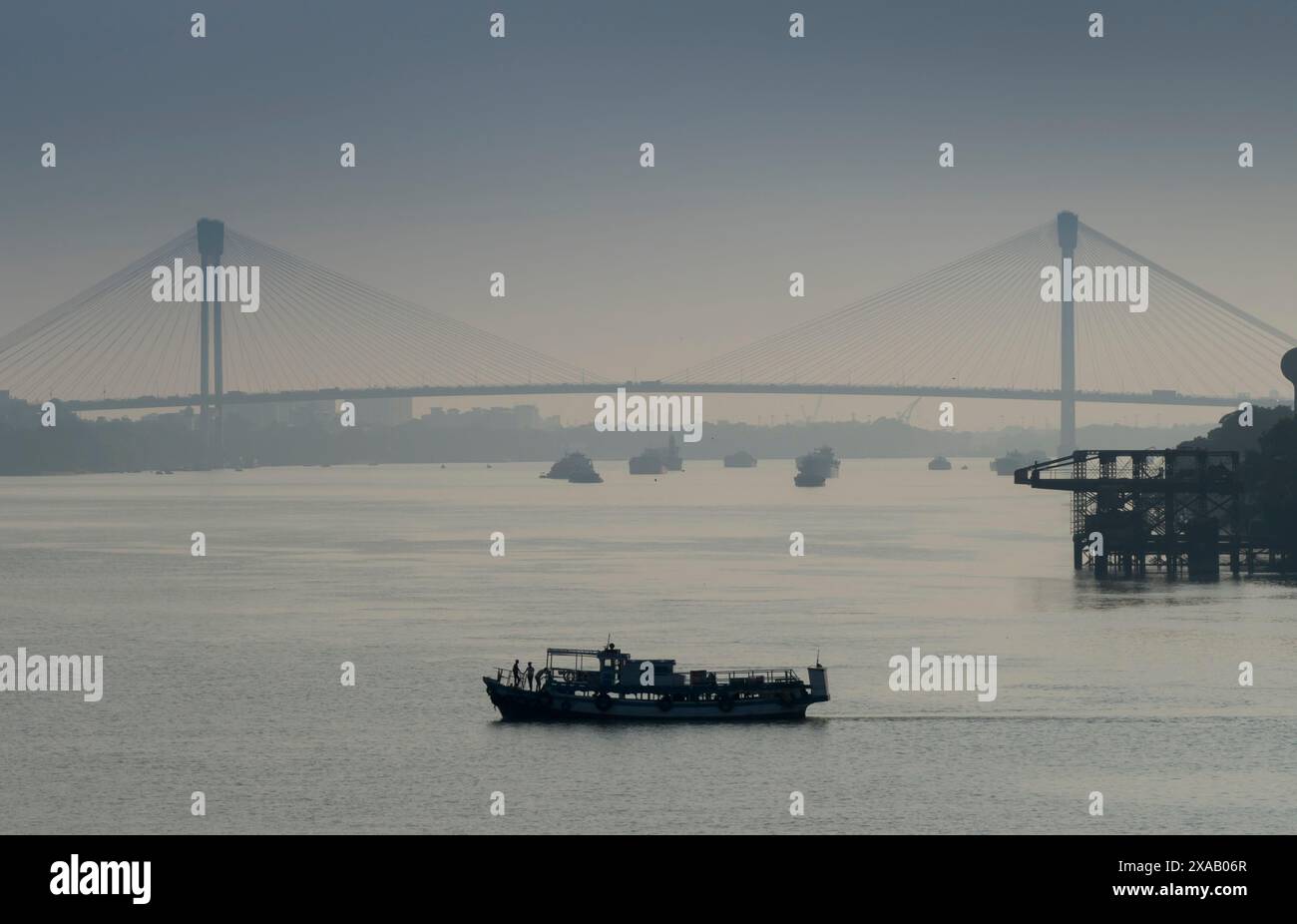 Vidyasagar Setu Bridge (Second Hooghly Bridge) over the Hooghly River ...