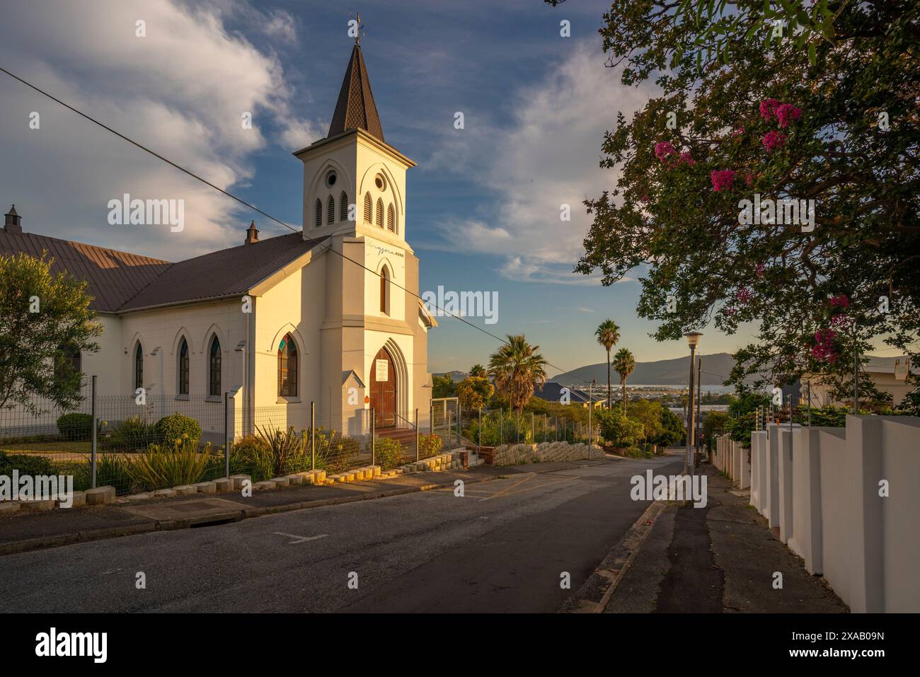 View of Knysna Kerk at sunset, Knysna, Garden Route, Western Cape ...