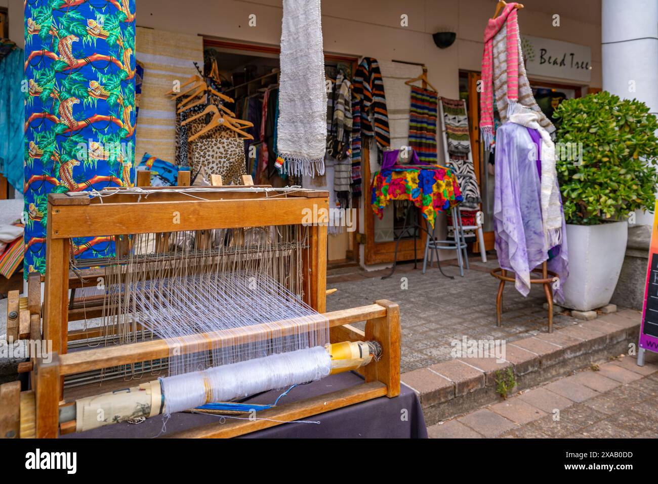 View of fabric shop street display, Stellenbosch Central, Stellenbosch ...