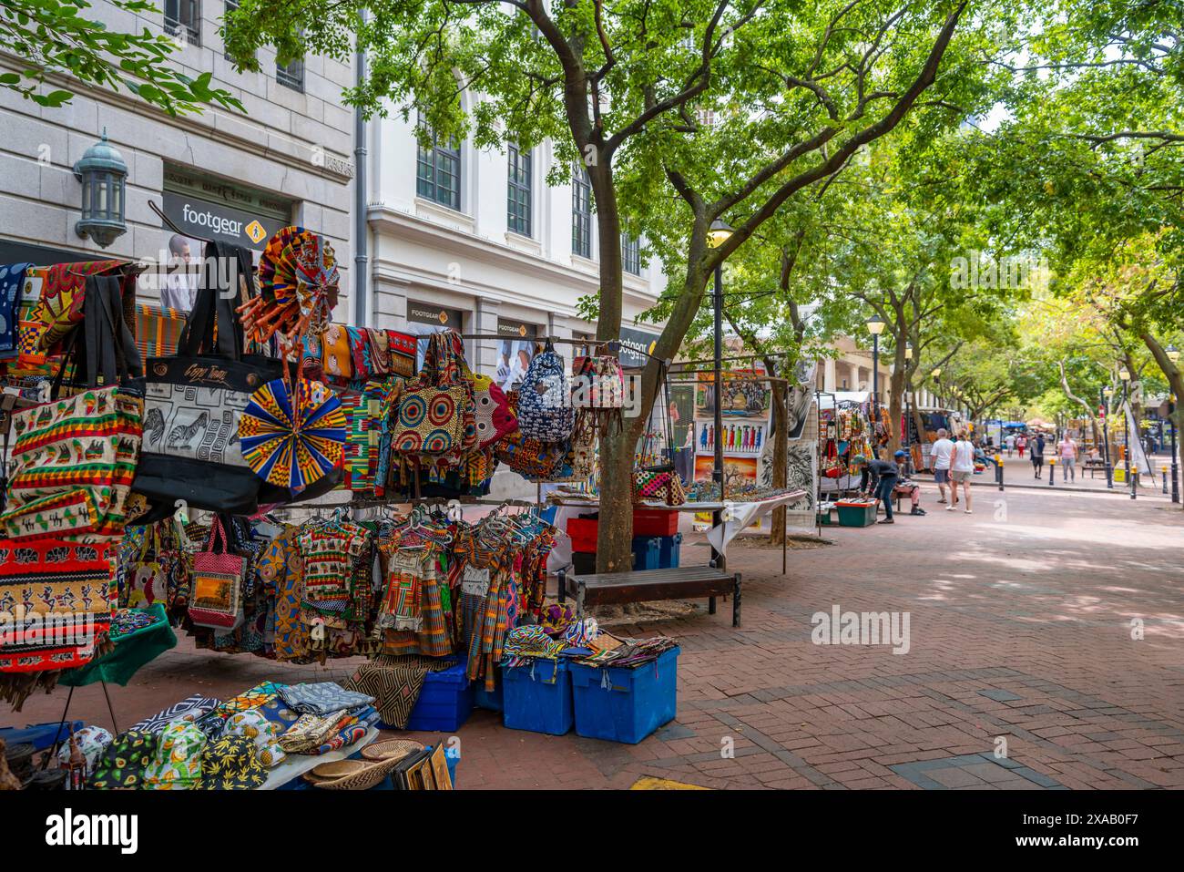 View of colourful souvenir stall on Greenmarket Square, Cape Town ...