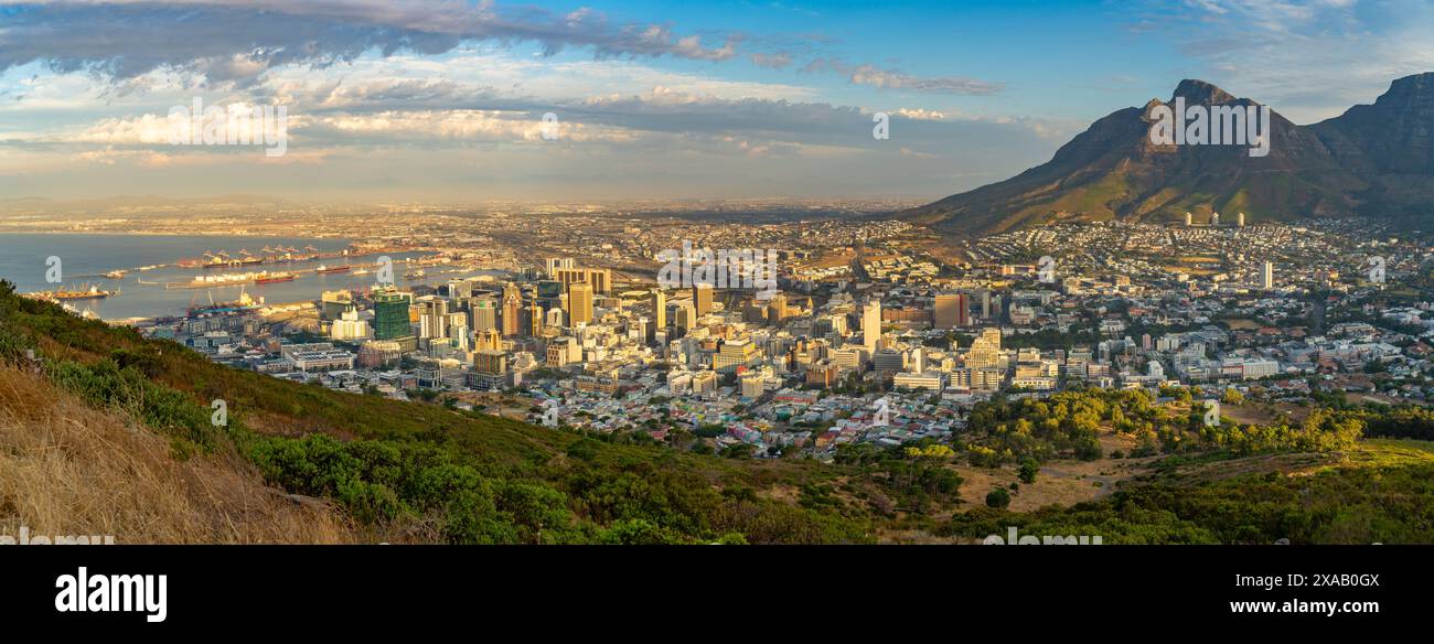 View of Cape Town and Table Mountain from Signal Hill at sunset, Cape ...