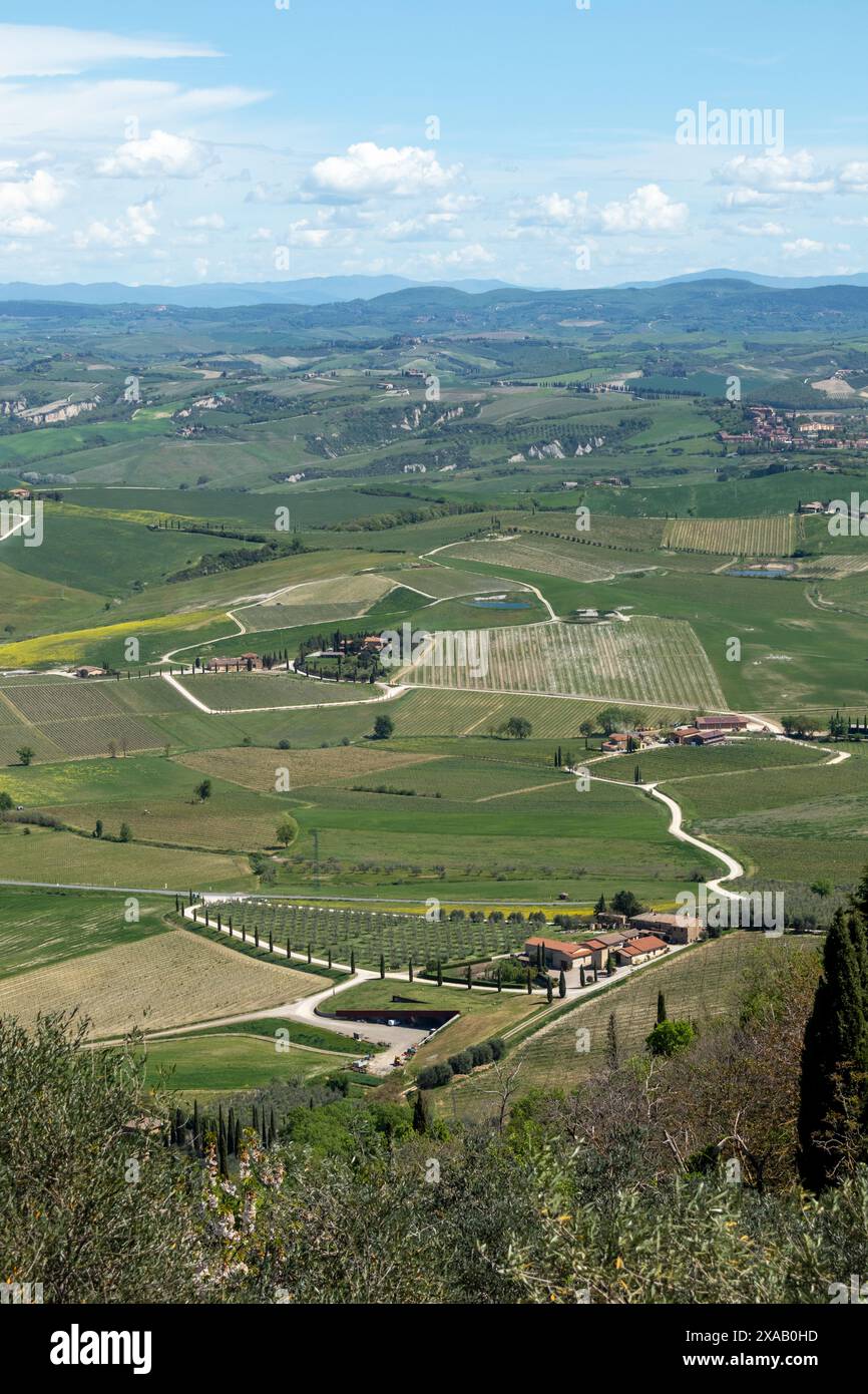 A portrait view of a classic Tuscany landscape in rural Italy on a ...