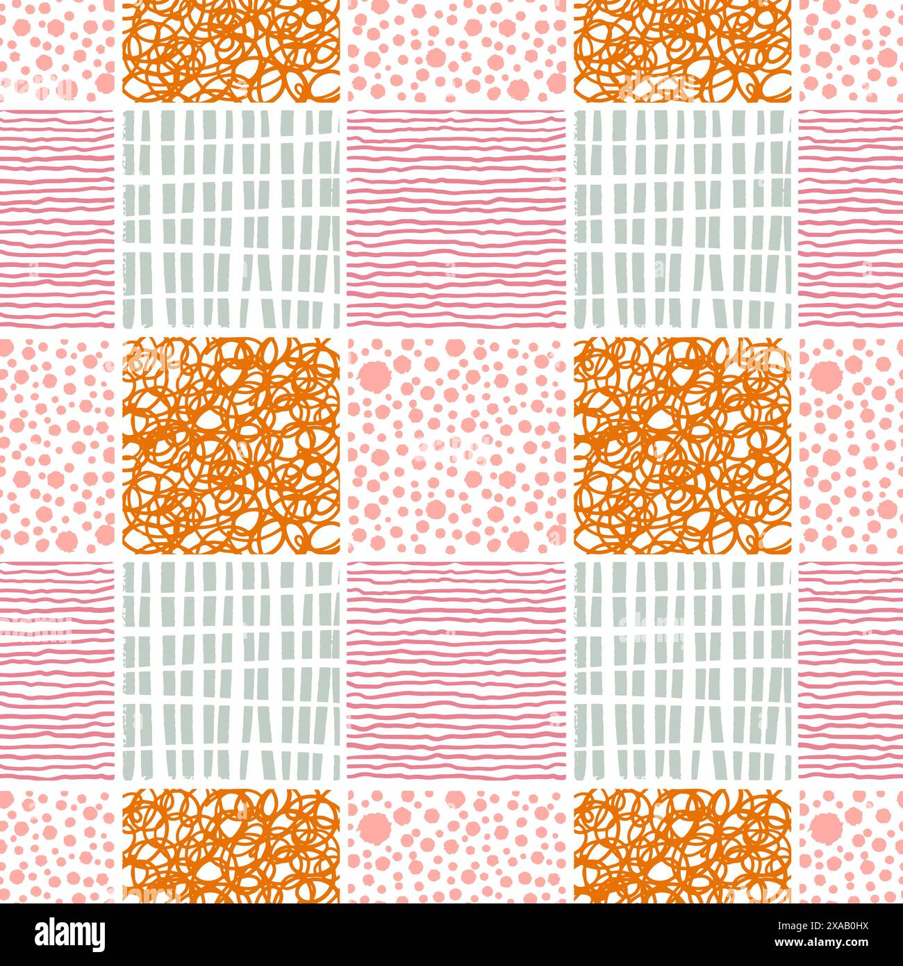 Hand-drawn abstract seamless pattern. Vector Illustration of curves ...