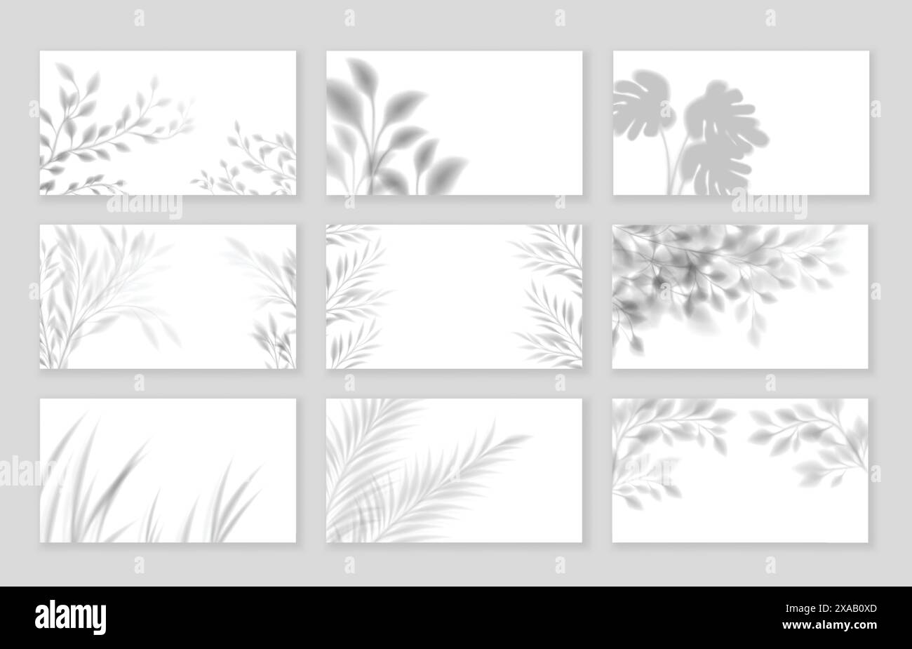 Realistic floral shadows. Botanical gobo light overlays, blurred plant ...