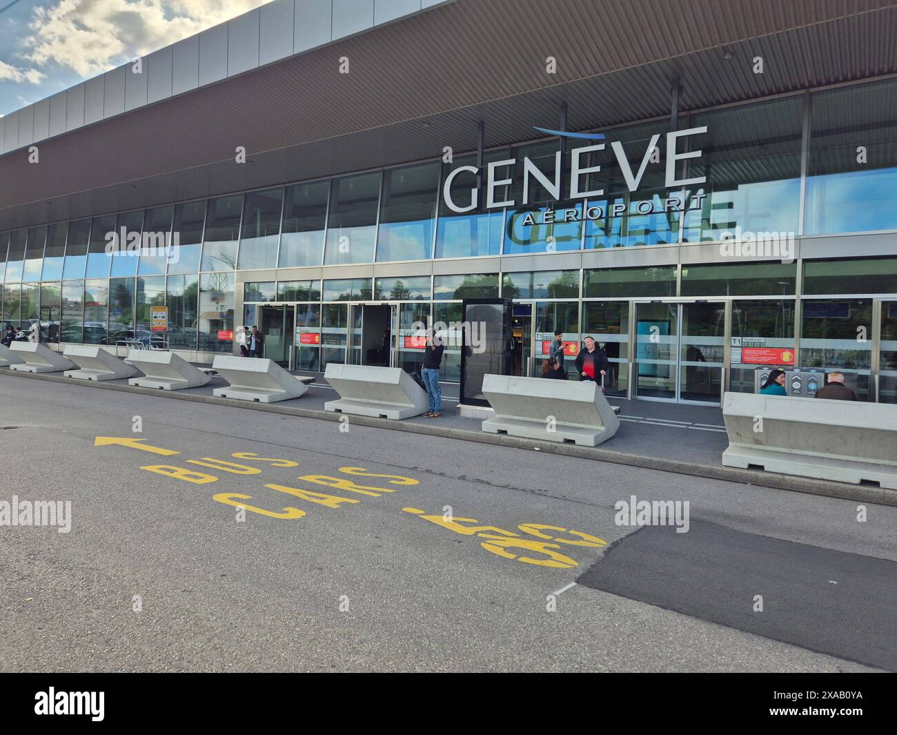 GENEVA, SWITZERLAND JUNE 4, 2024: Main entrance to the Airport Aeroport ...