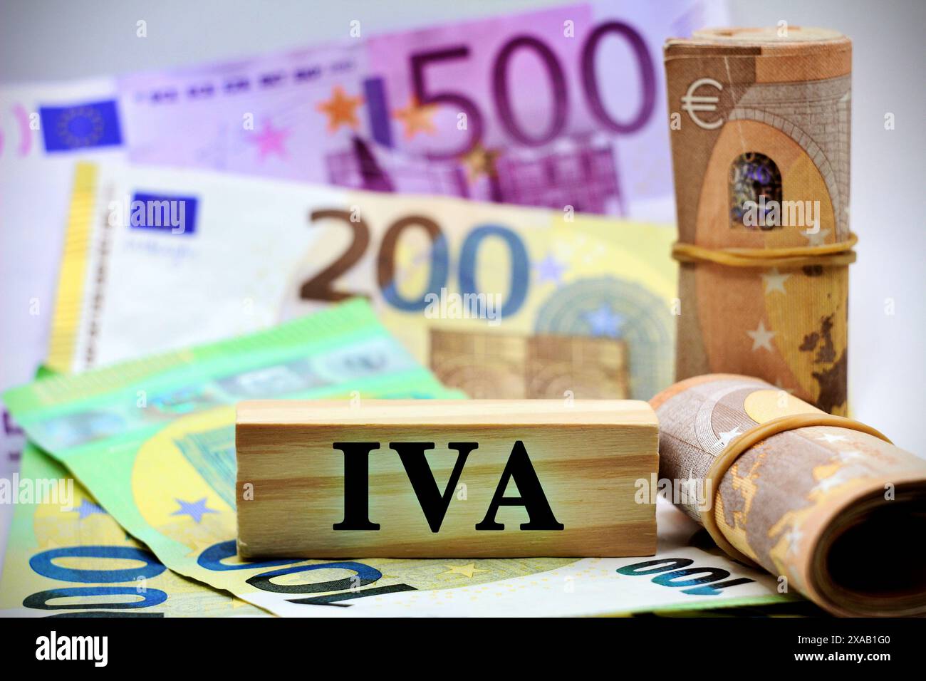 Wooden piece with the text "Iva" stand for an Italian tax with european ...