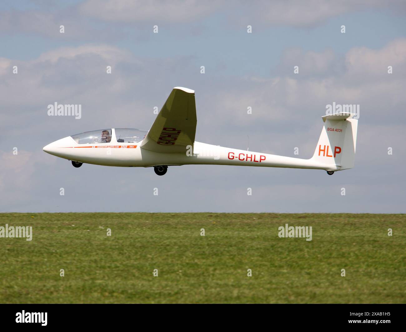 A Schleicher ASK-21 glider operated by Southdown Gliding Club landing ...