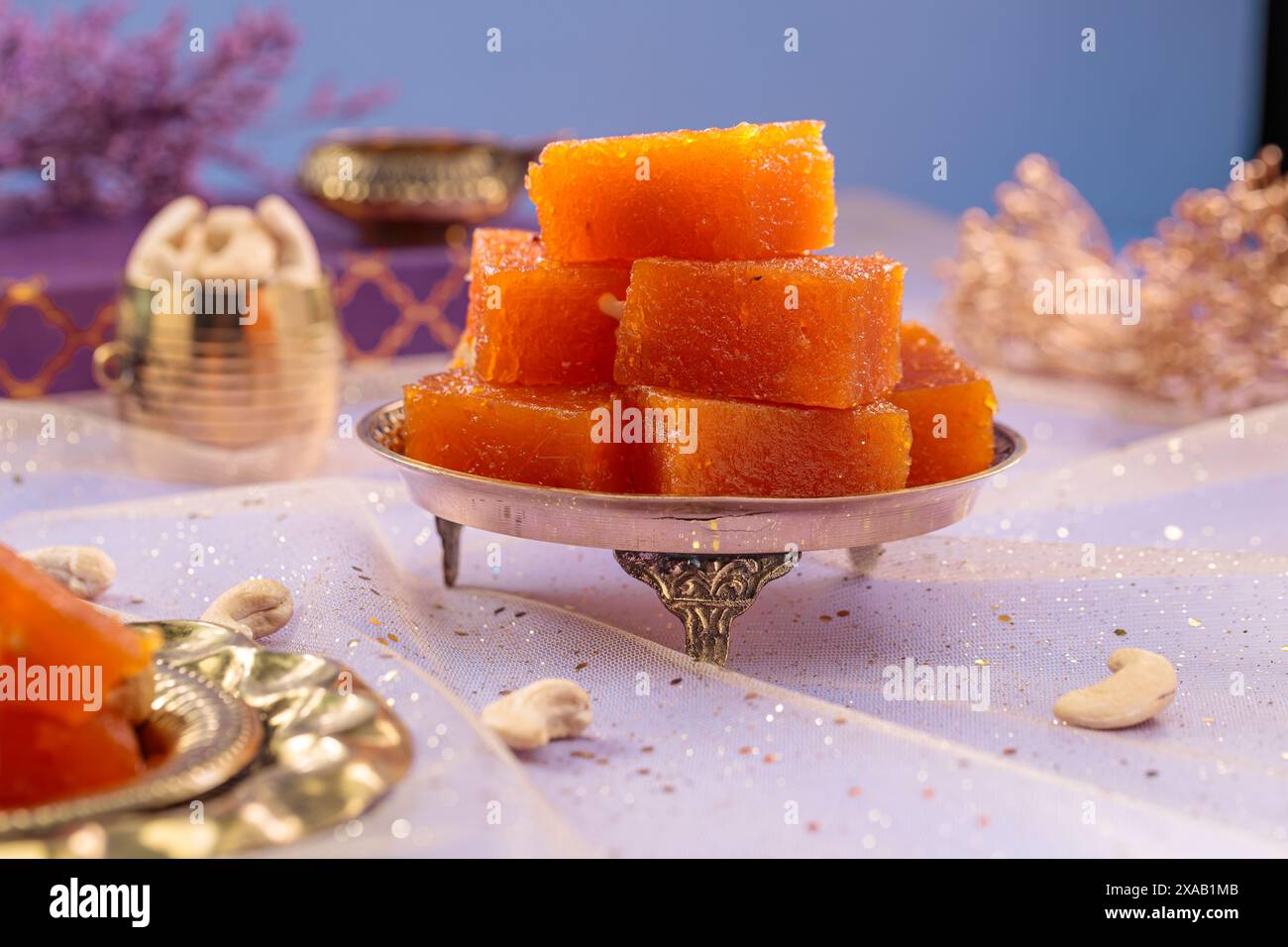 Indian-Kerala sweet dish-Halwa or Halva ,arranged in a festive ...