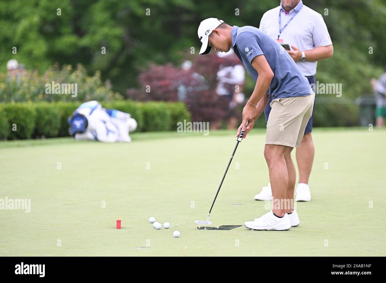 Dublin, Ohio, USA. 5th June, 2024. Collin Morikawa (USA) putts on the ...