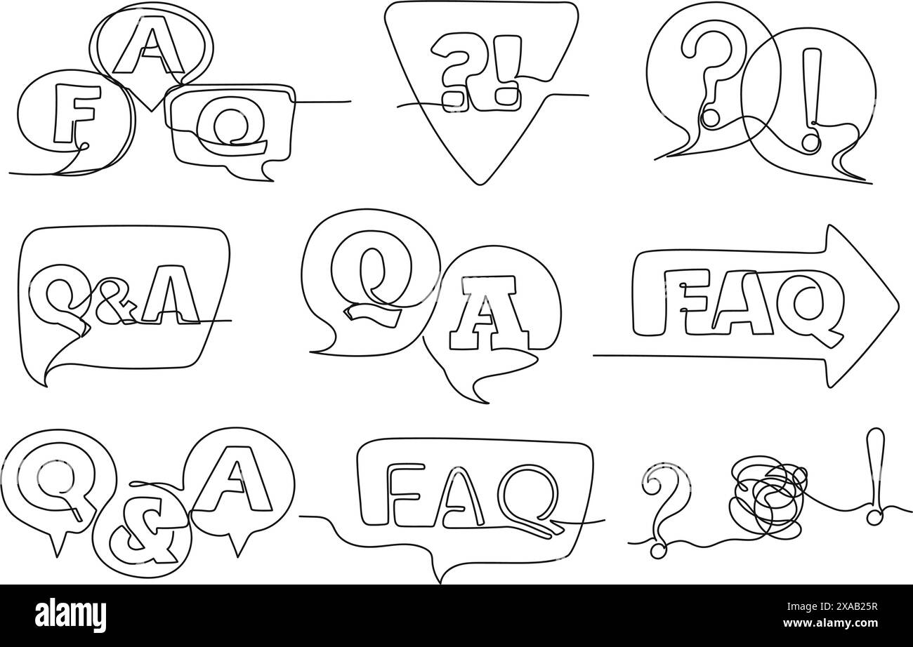 One line FAQ and QA. Hand drawn question and answer, frequently asked ... One line FAQ and QA. Hand drawn question and answer, frequently asked ...
