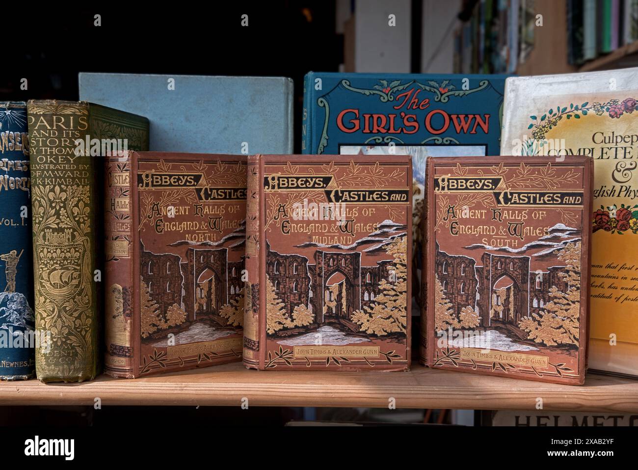 Selection of vintage secondhand books on display in a secondhand ...