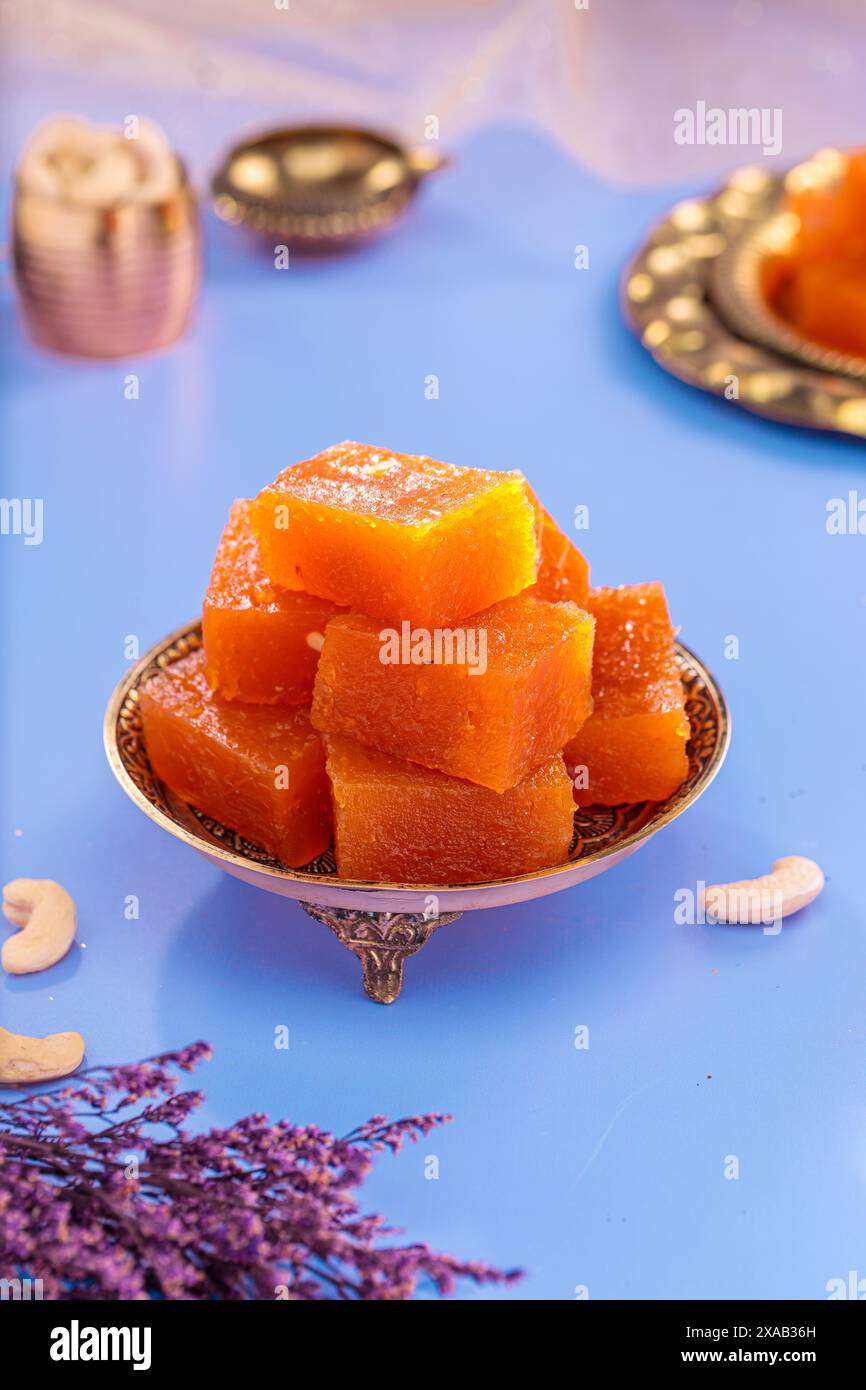 Indian-Kerala sweet dish-Halwa or Halva ,arranged in a festive ...