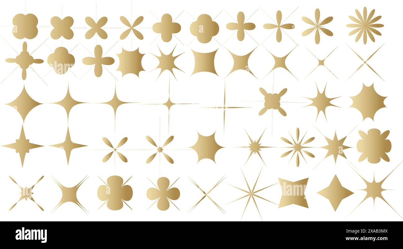 Star sparkle icon. Futuristic shapes. Christmas stars icons. Flashes ...