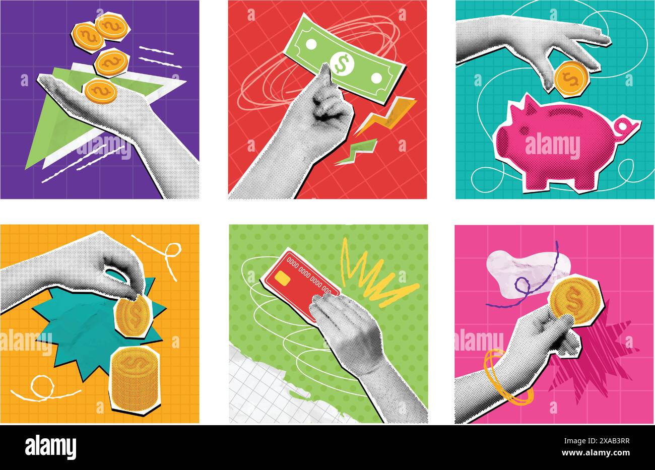 Bills coins credit card Stock Vector Images - Alamy