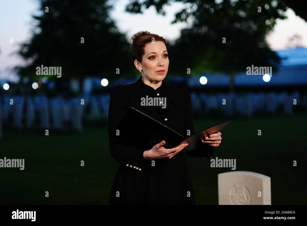 Actress Katherine Parkinson reads a letter, from Captain Derek Taylor ...