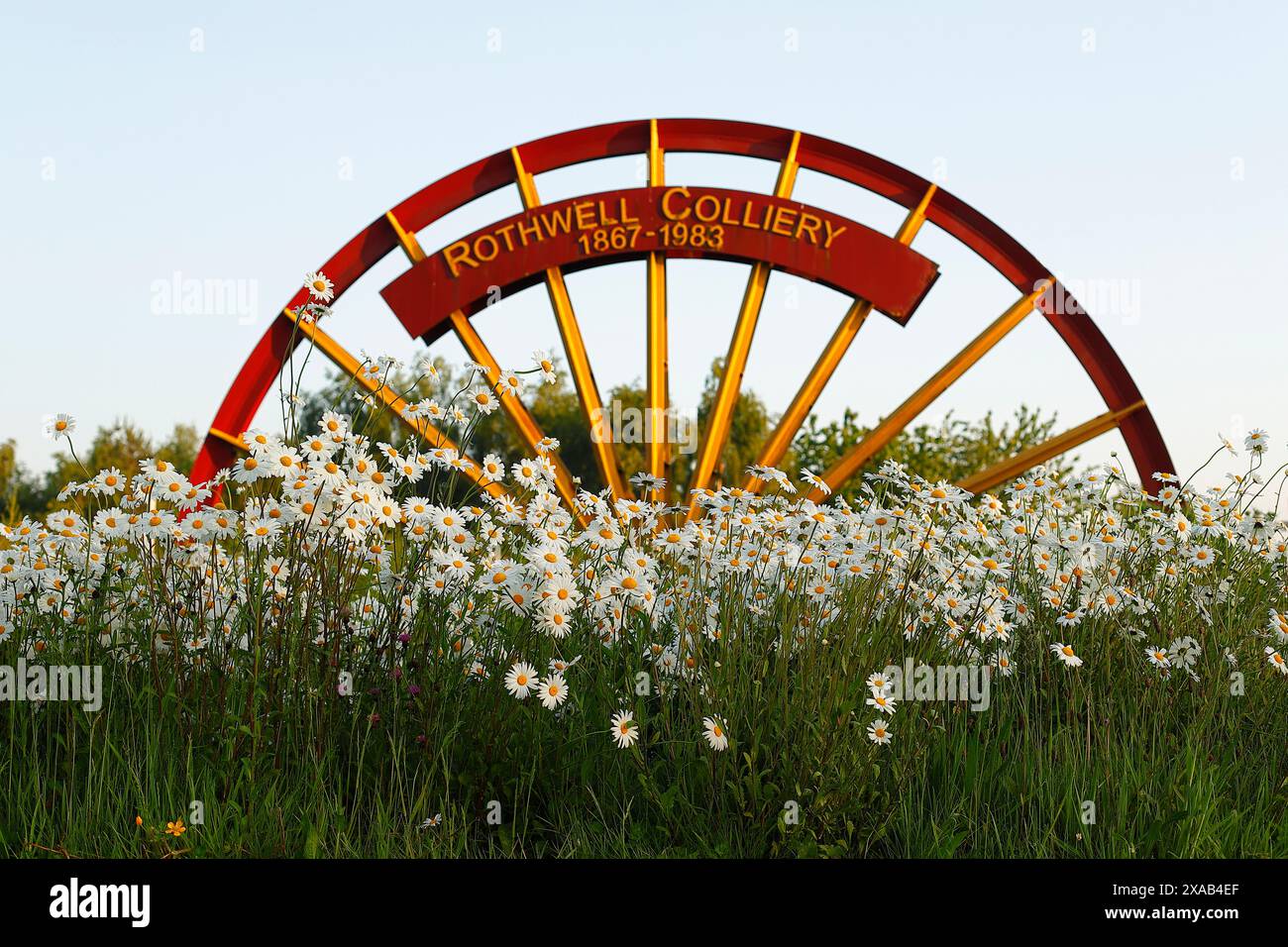 Rothwell Colliery Wheel located on a roundabout next to the M1 motorway ...