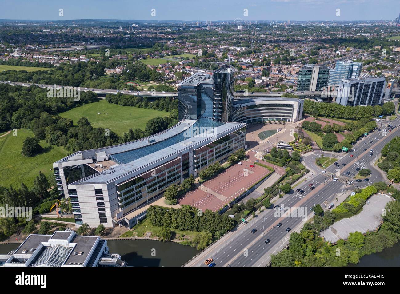 Aerial view of GSK House, GlaxoSmithKline's Offices in Brentford ...