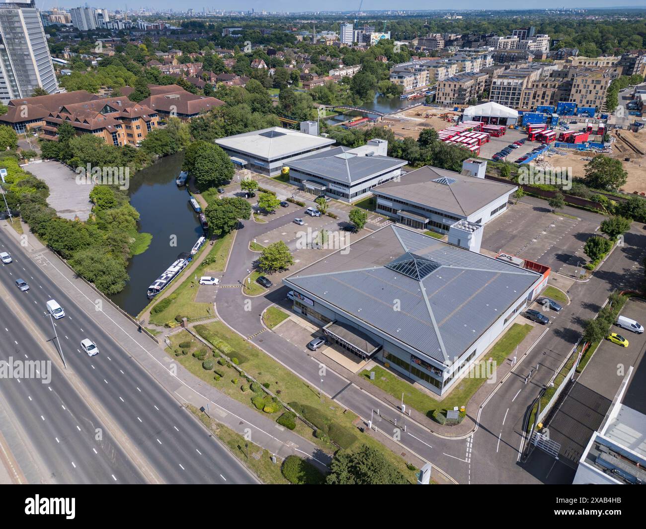 Aerial view of Brentside Park, Great West Road, Brentford, UK Stock ...