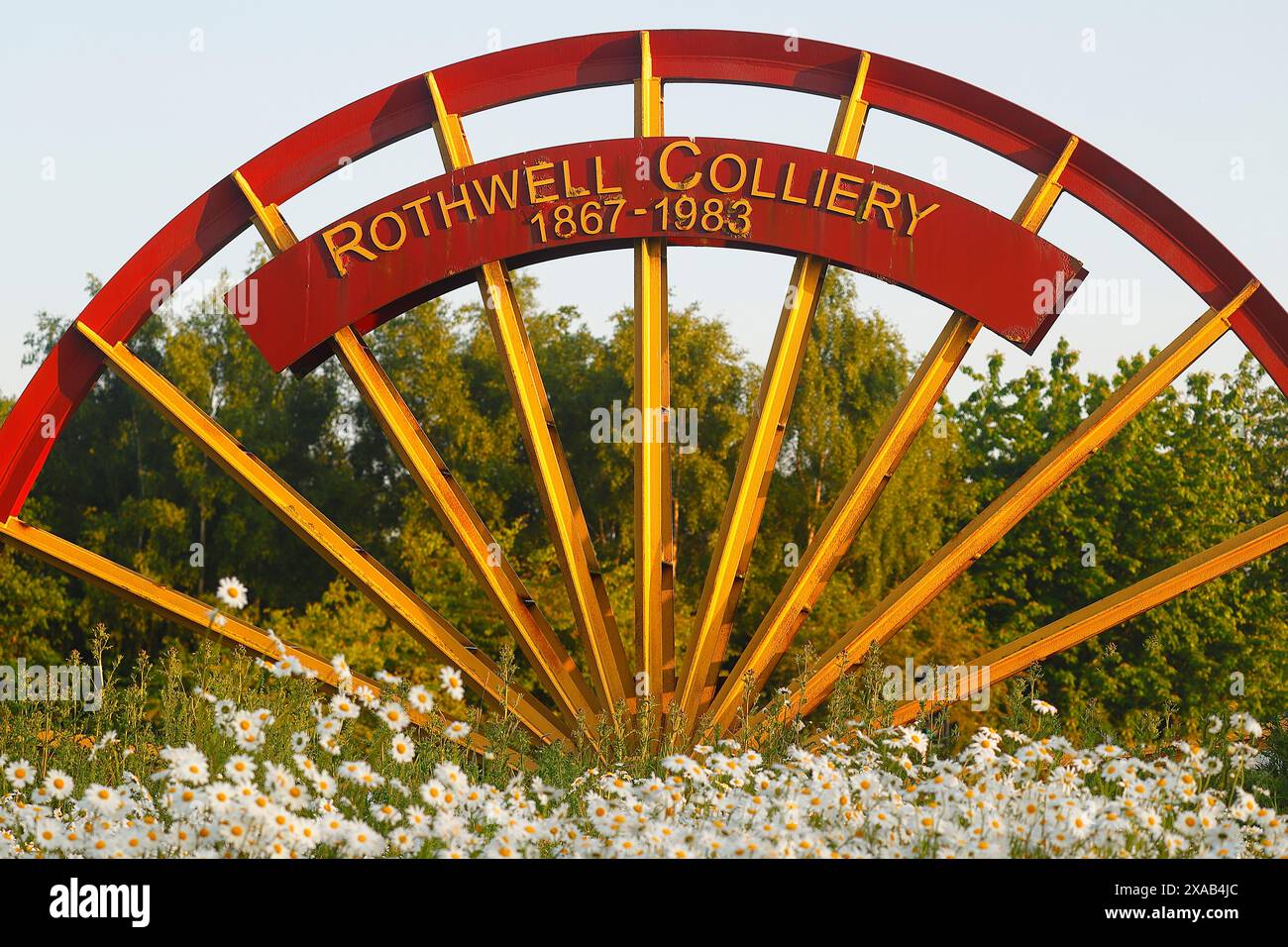Rothwell Colliery Wheel located on a roundabout next to the M1 motorway ...