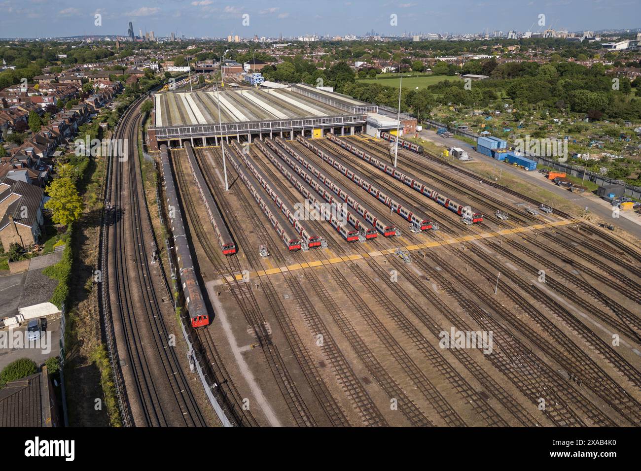 Aerial view of the London Underground Northfields Depot, Hanwell ...