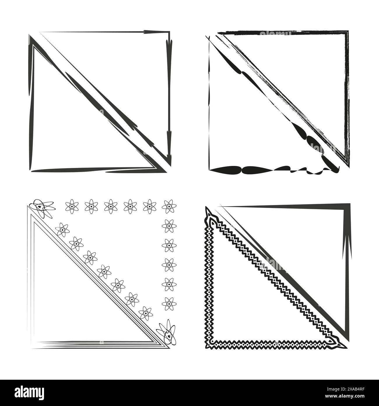 Decorative corner frames. Diverse artistic styles. Intricate line ...