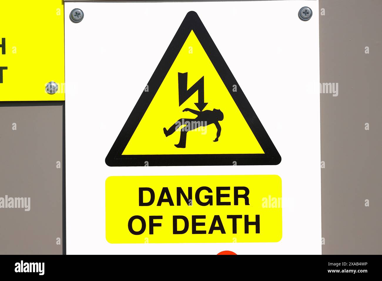 Signage warning of death or injury by electrocution on a substation ...