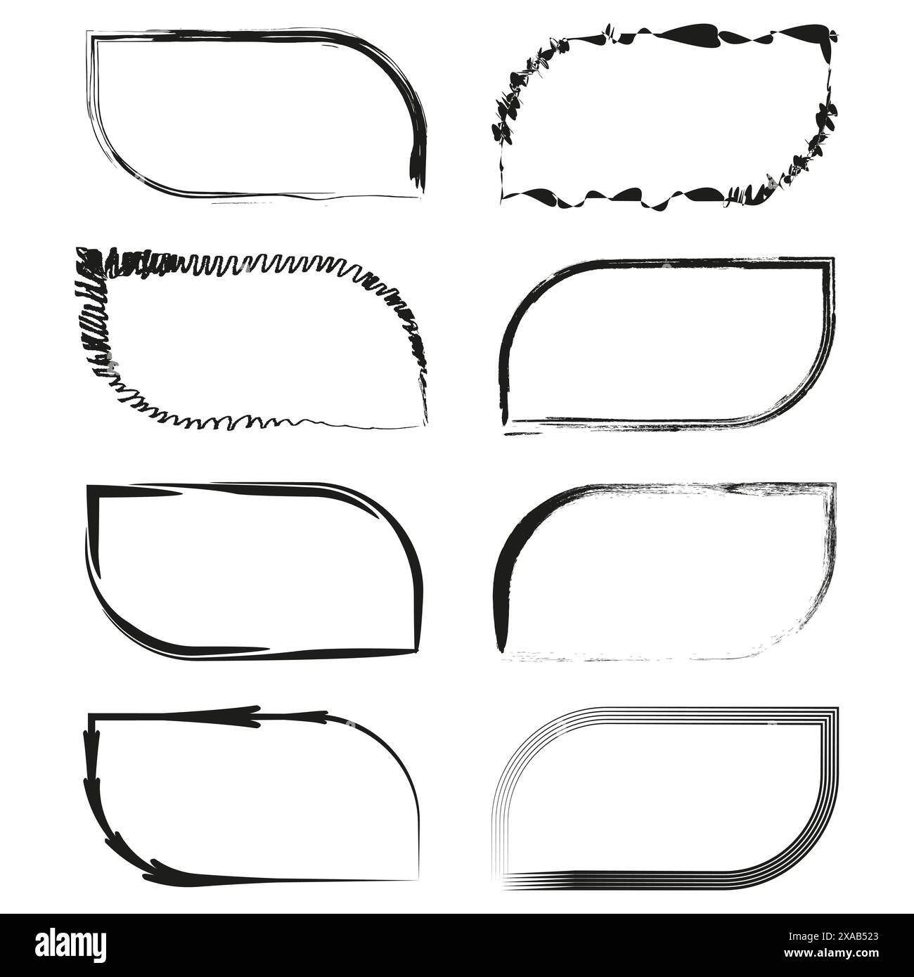 Abstract rounded frames. Nine decorative designs. Black and white ...