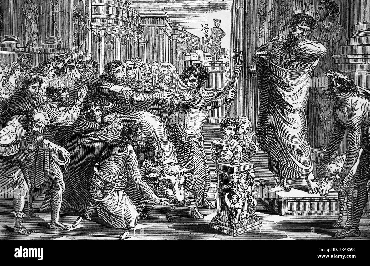Wood Engraving of Paul and Barnabus at Lystra (Acts) The People ...