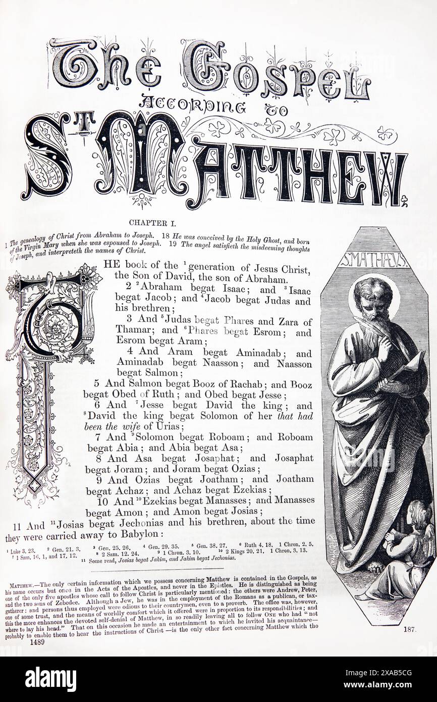 Page of the Gospel According to St Matthew with Wood Engravings from ...